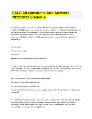 PALS All Questions And Answers 2022 - The child is intubated and ...