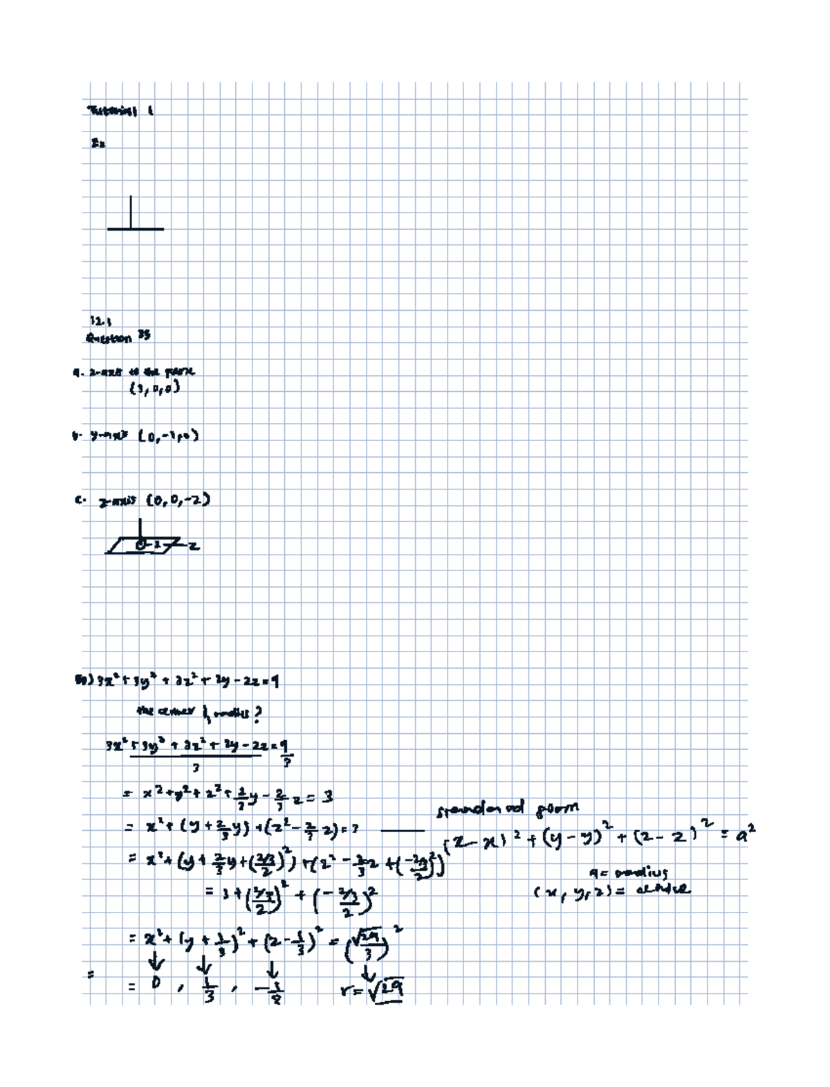 Note 30 Mar 2023 - Math - Tutorial 1 Ex Qiestion 35 n axis tothepane 3 o o ganis o 1 o zanis o o ...