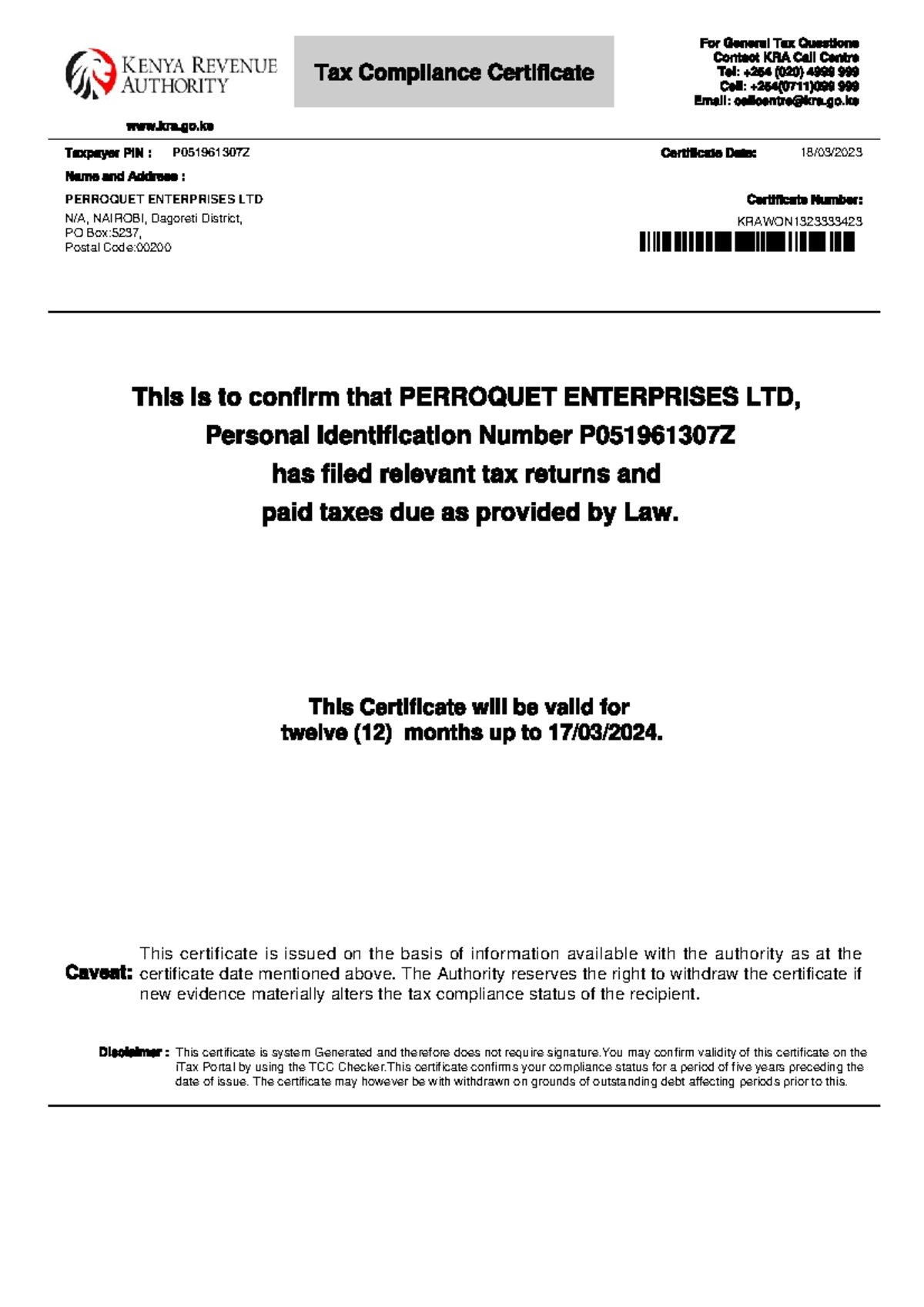-2127628844-TCC Certificate (1) - For General Tax Questions Contact KRA ...