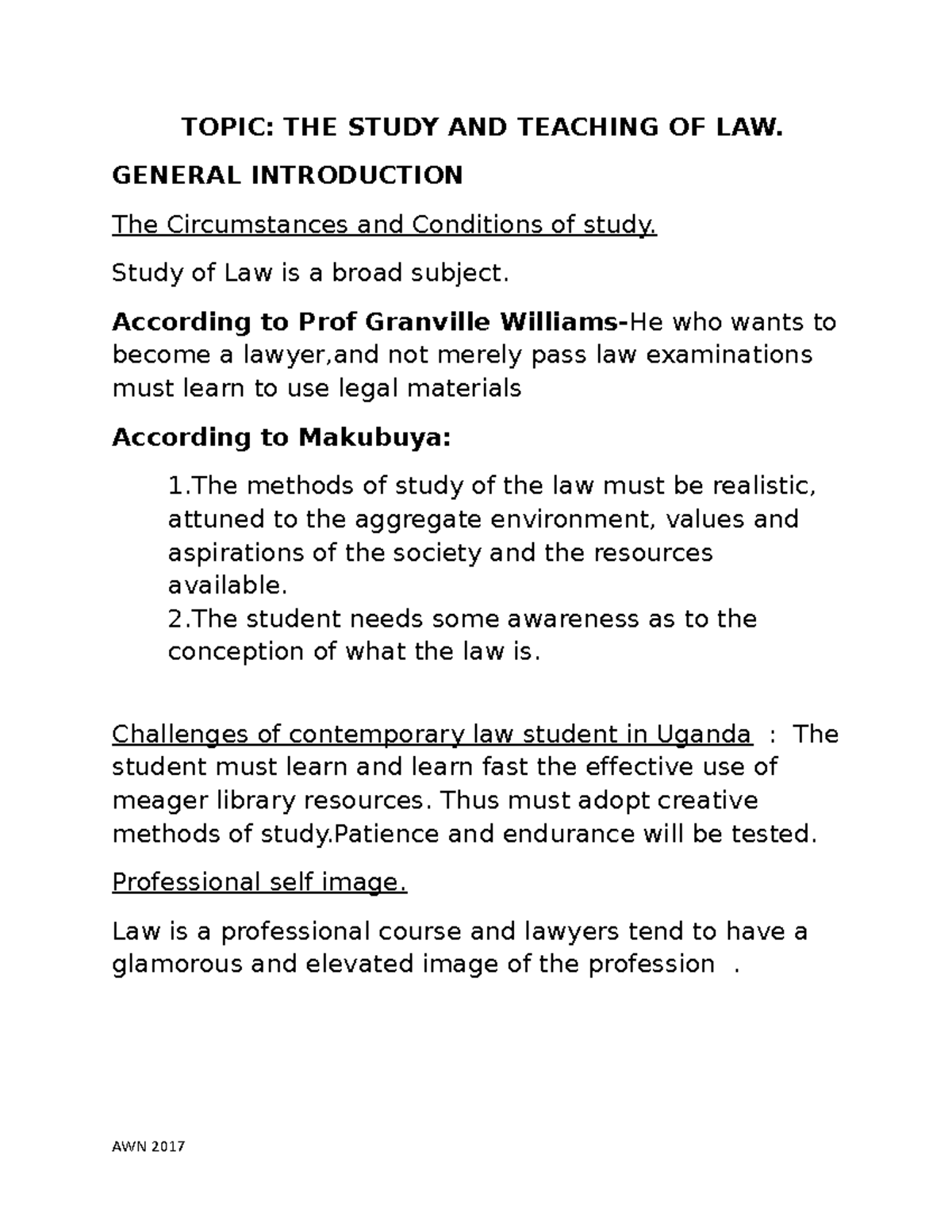 The Study Teachingand Findingof Law - TOPIC: THE STUDY AND TEACHING OF ...