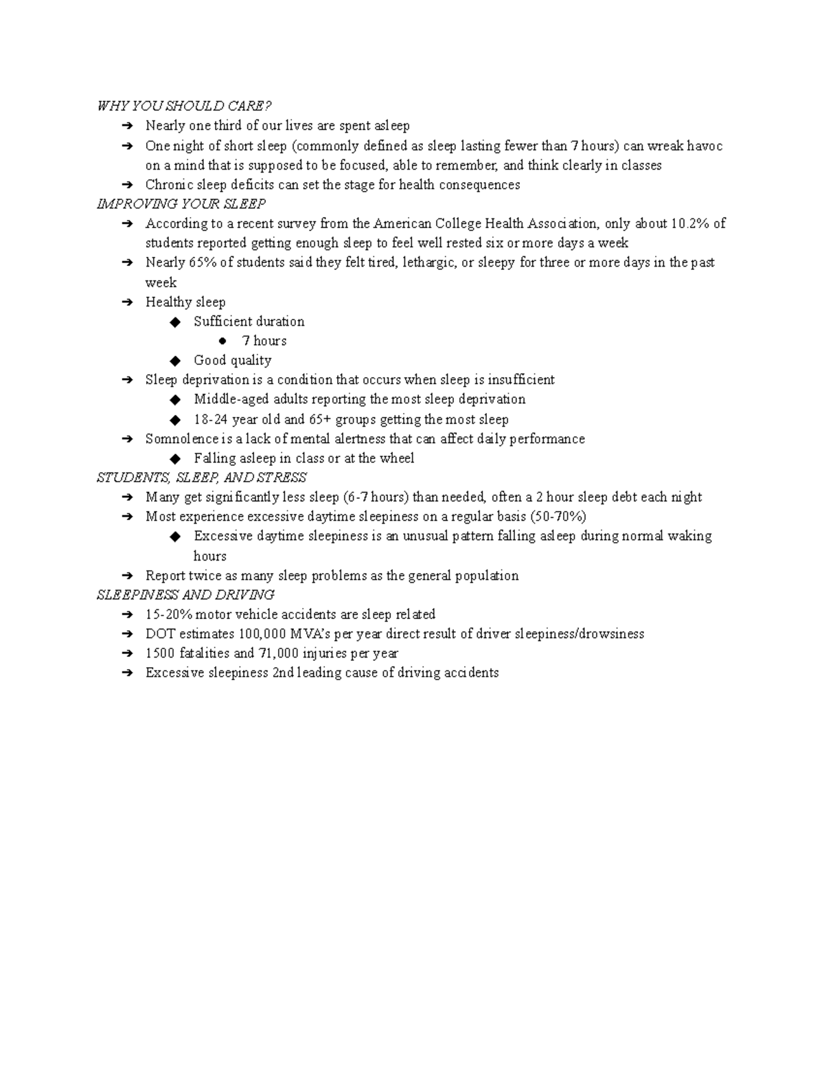 Chapter 4 Sleep - WHY YOU SHOULD CARE? Nearly one third of our lives ...