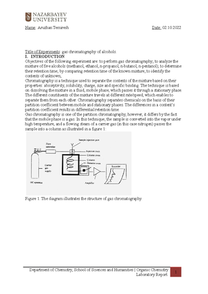 Lab report experiment 1 - Name: Zhansaya Sailauova Date: 4. Experiment ...