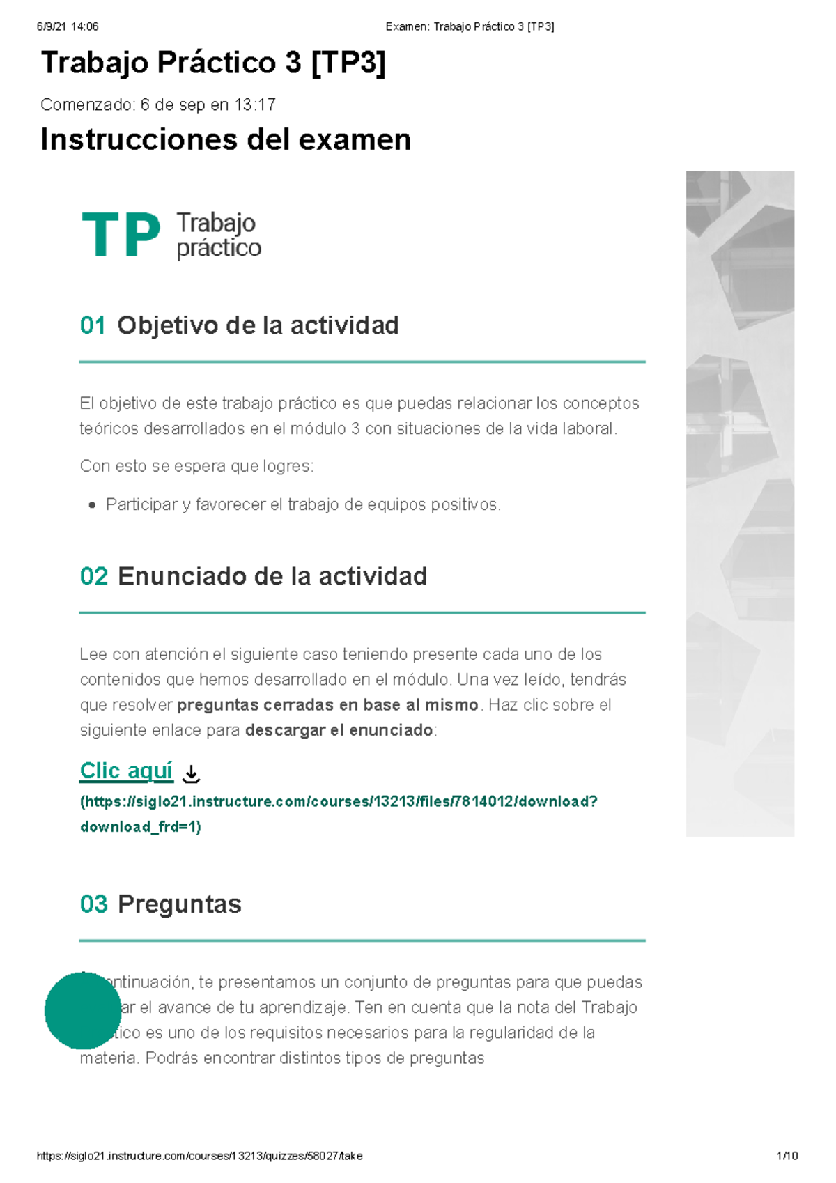 Tp 3 Grupo y liderazgo 95% 2021 - Trabajo Práctico 3 [TP3] Comenzado: 6 ...