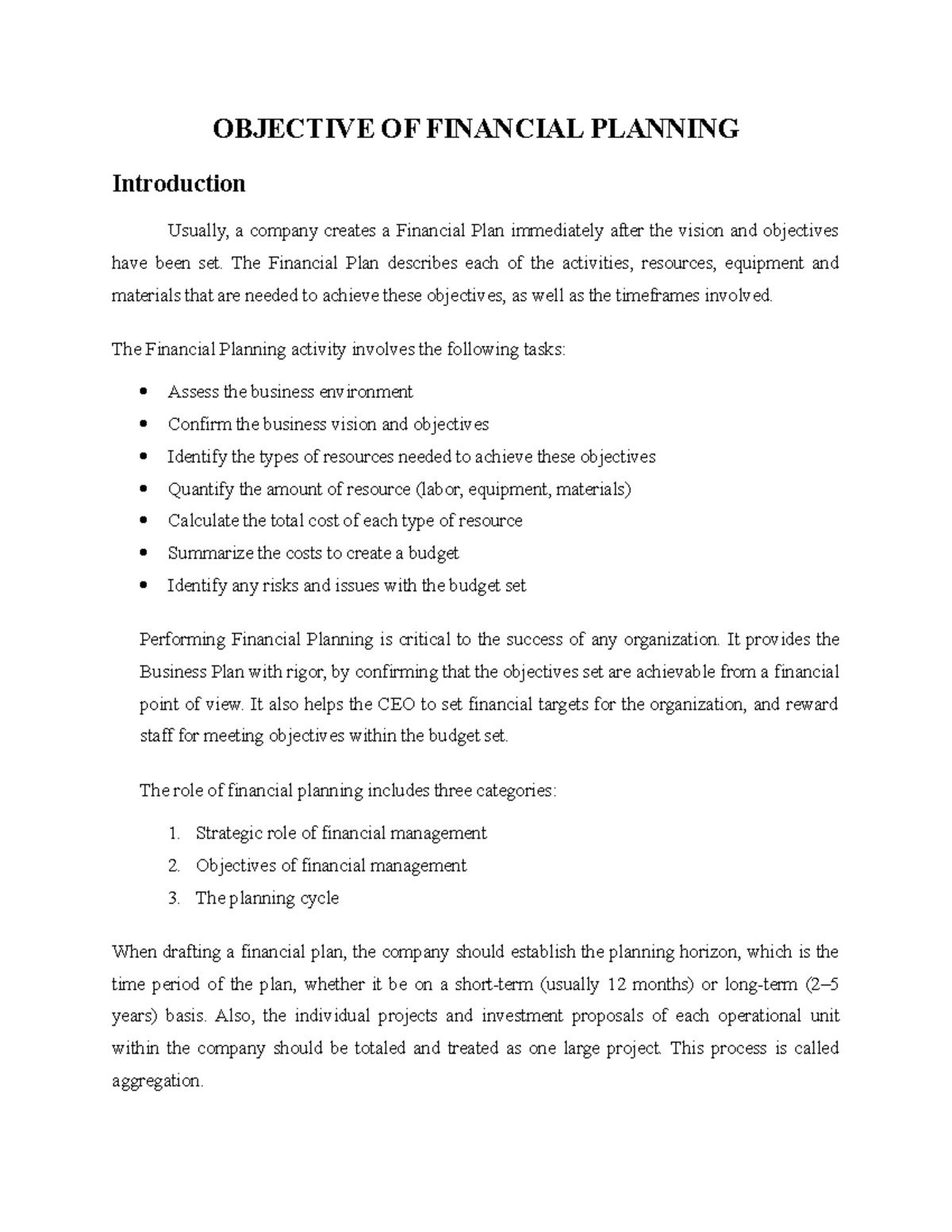 Topic 4B Objectives of Financial Planning - OBJECTIVE OF FINANCIAL ...