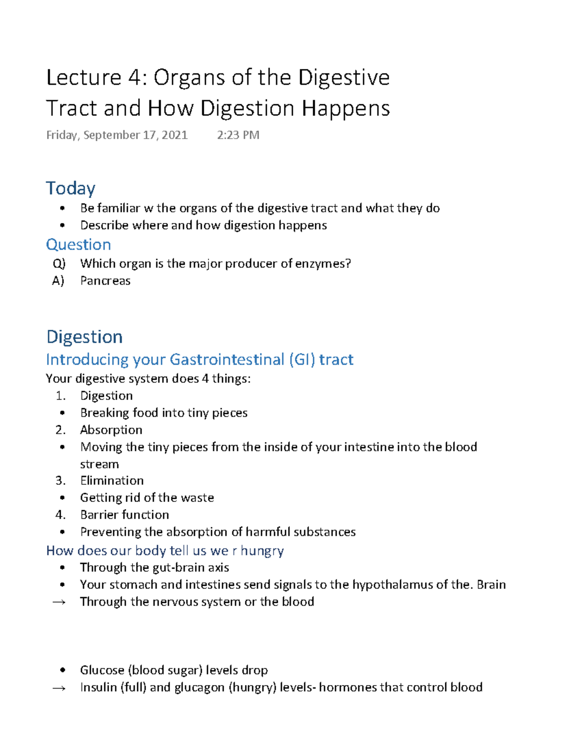 Lecture 4 Organs of the Digestive Tract and How Digestion Happens ...