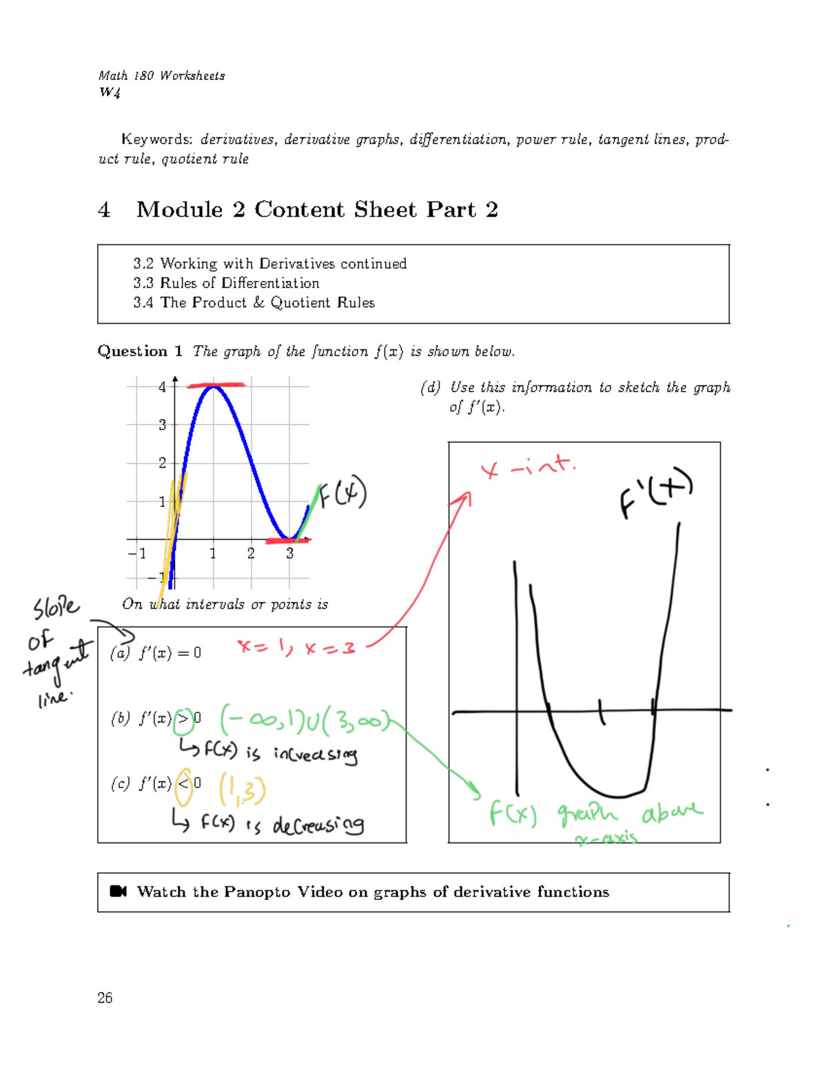 Module 2 Part II - Working with derivatives, rules of differentiation ...