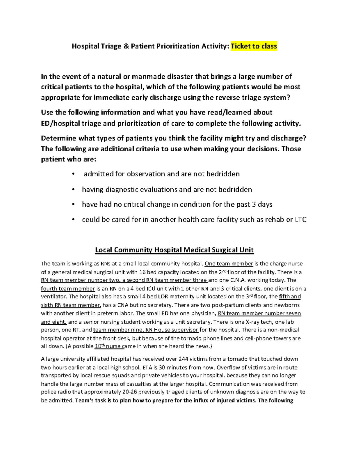 Ticket to Class Emergency - Hospital Triage & Patient Prioritization ...