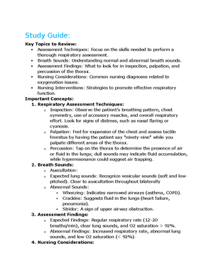 6011 Exam 2 Study Guide - Module 6: Oxygenation Study Guide: Key Topics ...