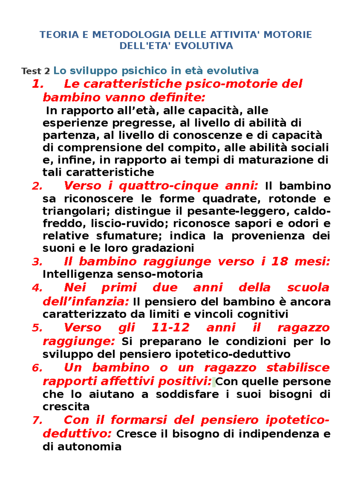 Teoria e metodologia - Appunti - TEORIA E METODOLOGIA DELLE ATTIVITA' MOTORIE DELL'ETA ...
