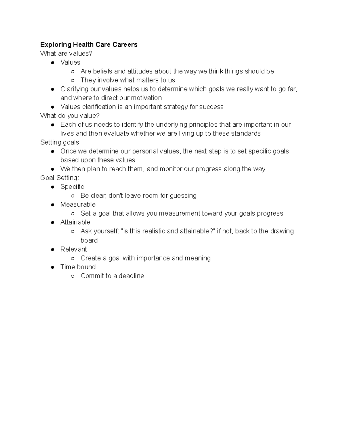 Exploring Health Care Careers - Studocu