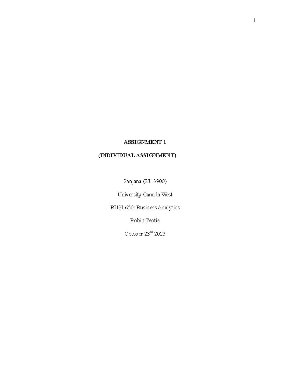 APA 7th Ed UCW-Student-Paper-Template - ASSIGNMENT 1 (INDIVIDUAL ...