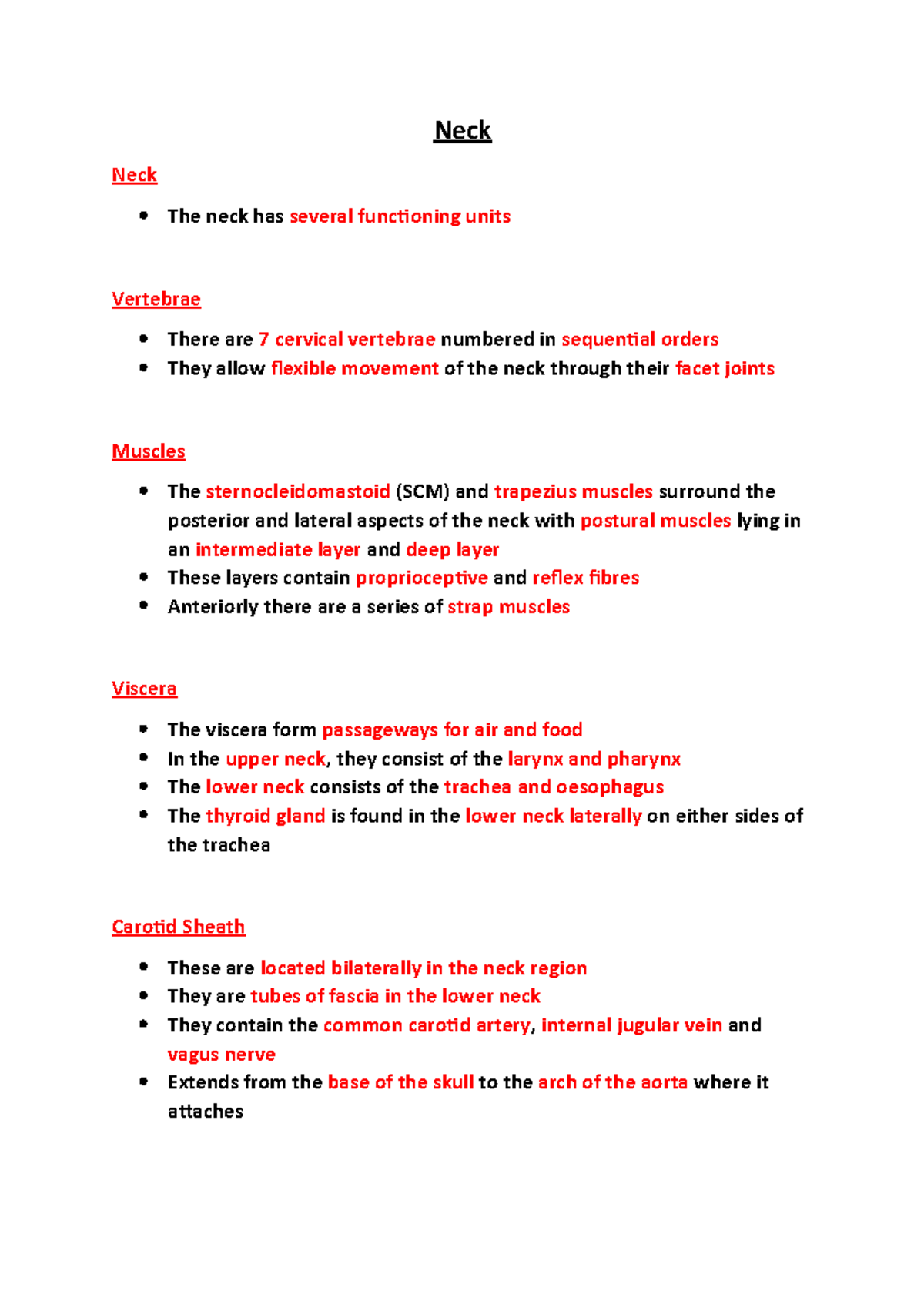 Neck - Lecture notes 1 - Neck Neck The neck has several functioning ...