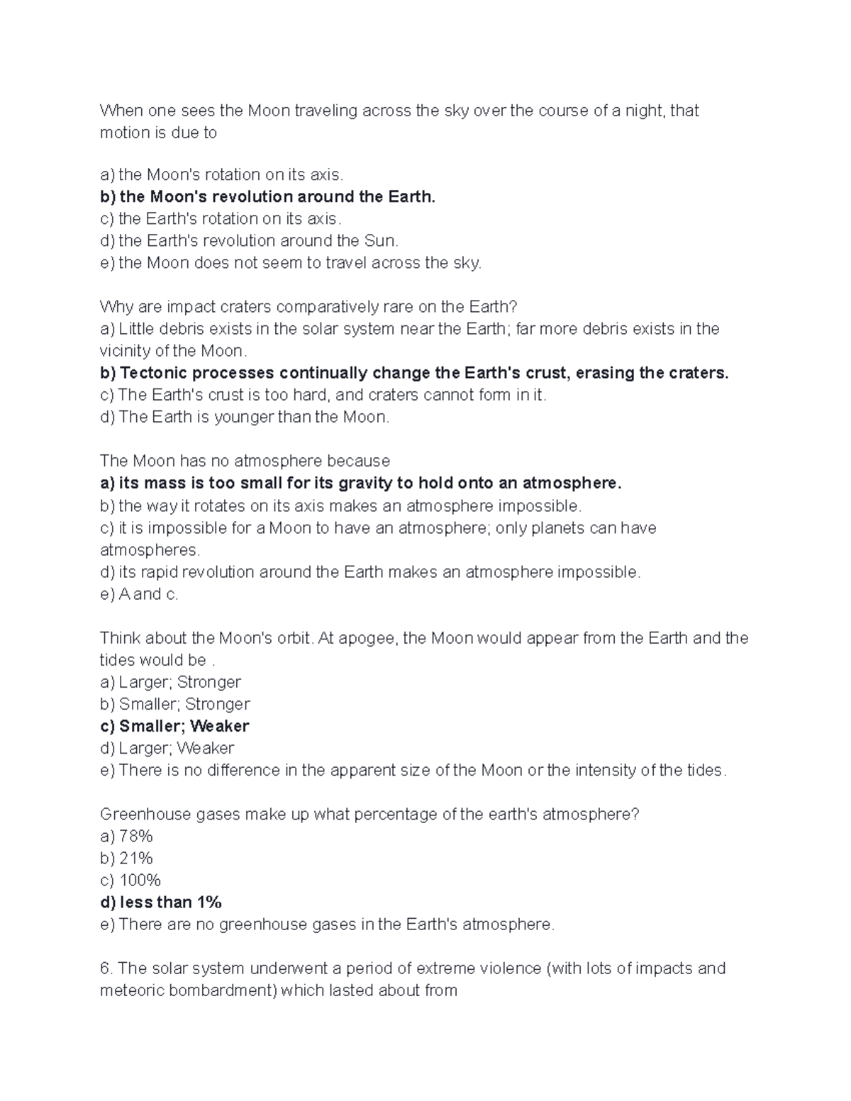 Astronomy Practice Questions - When one sees the Moon traveling across ...