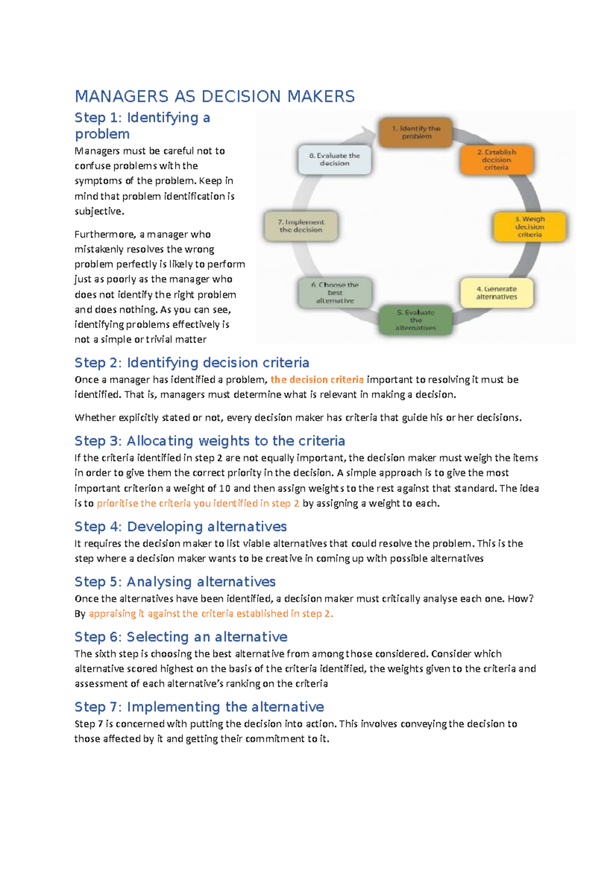 Managers AS Decision Makers - 200912 - UWS - Studocu