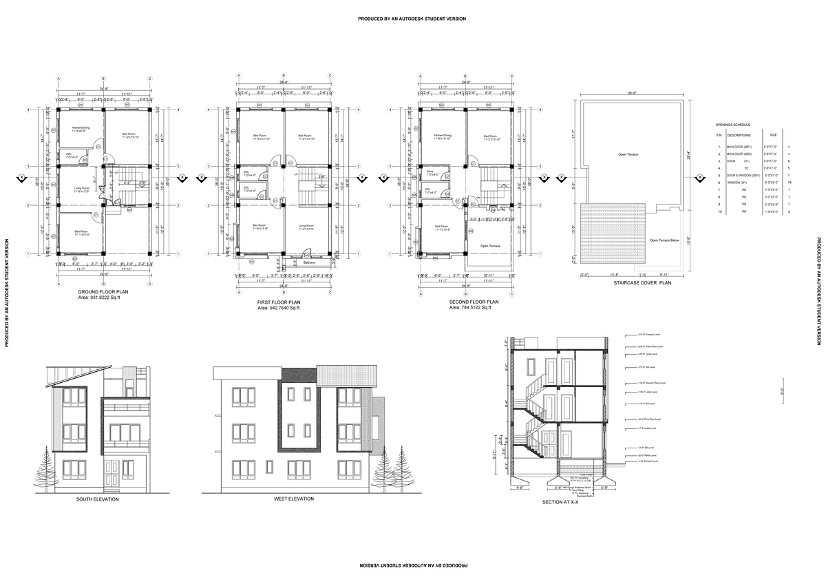 Autocad project drawing - PRODUCED AN AUTODESK STUDENT VERSION A B B C ...