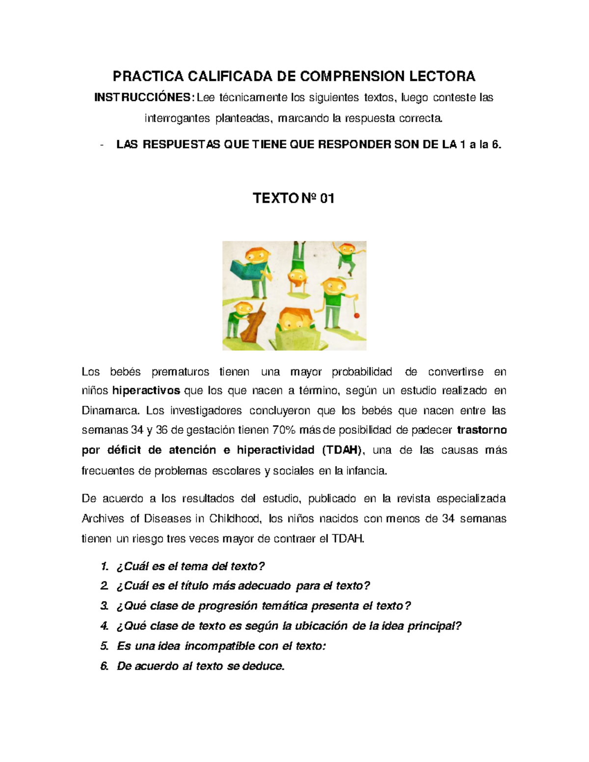 Practica Calificada DE Comprension Lectora - PRACTICA CALIFICADA DE ...