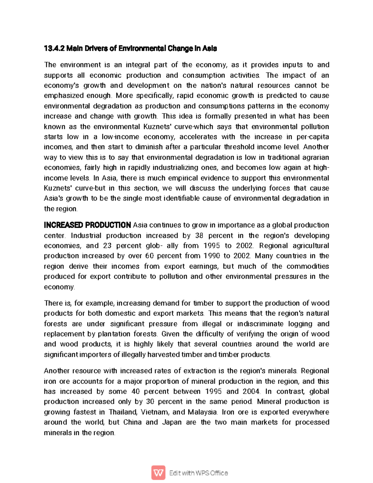 Main Drivers of Environmental Change in Asia - The impact of an economy ...