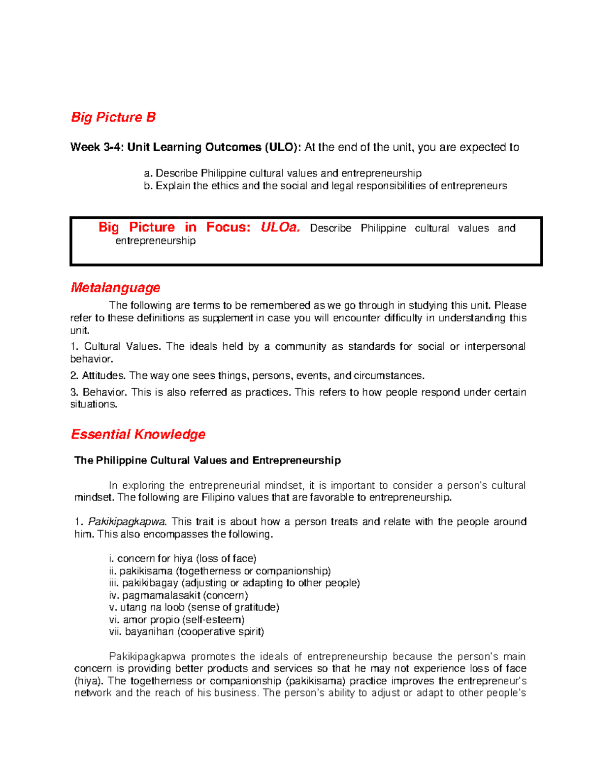 Lesson-3 - Week 3-4: Unit Learning Outcomes (ULO): At the end of the ...