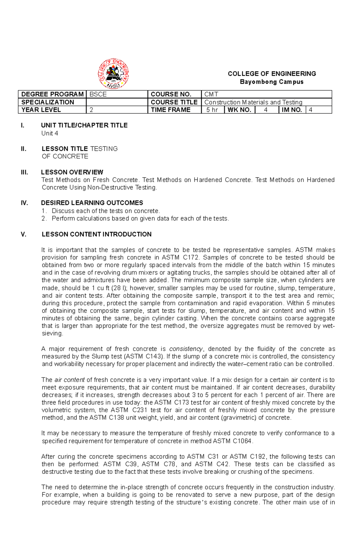 CMT-Module-4 part 1 - COLLEGE OF ENGINEERING Bayombong Campus DEGREE ...