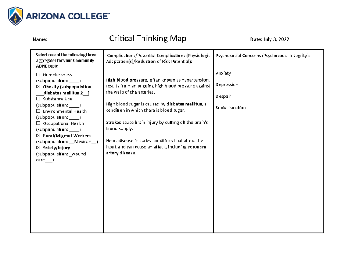 426L critical map - Notes - Select one of the following three ...