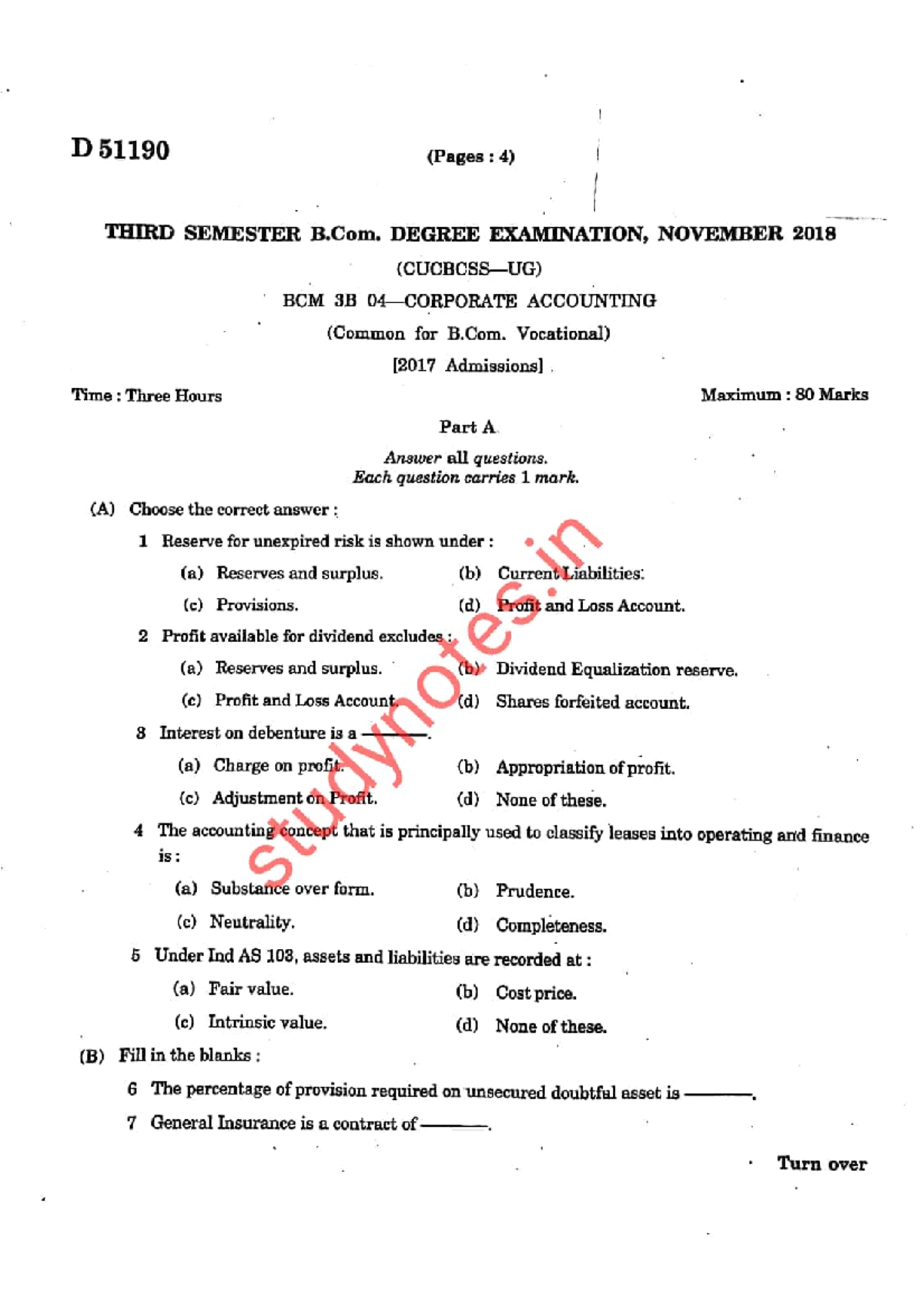Corprating Acconuting question papper - corporate accounting - Studocu