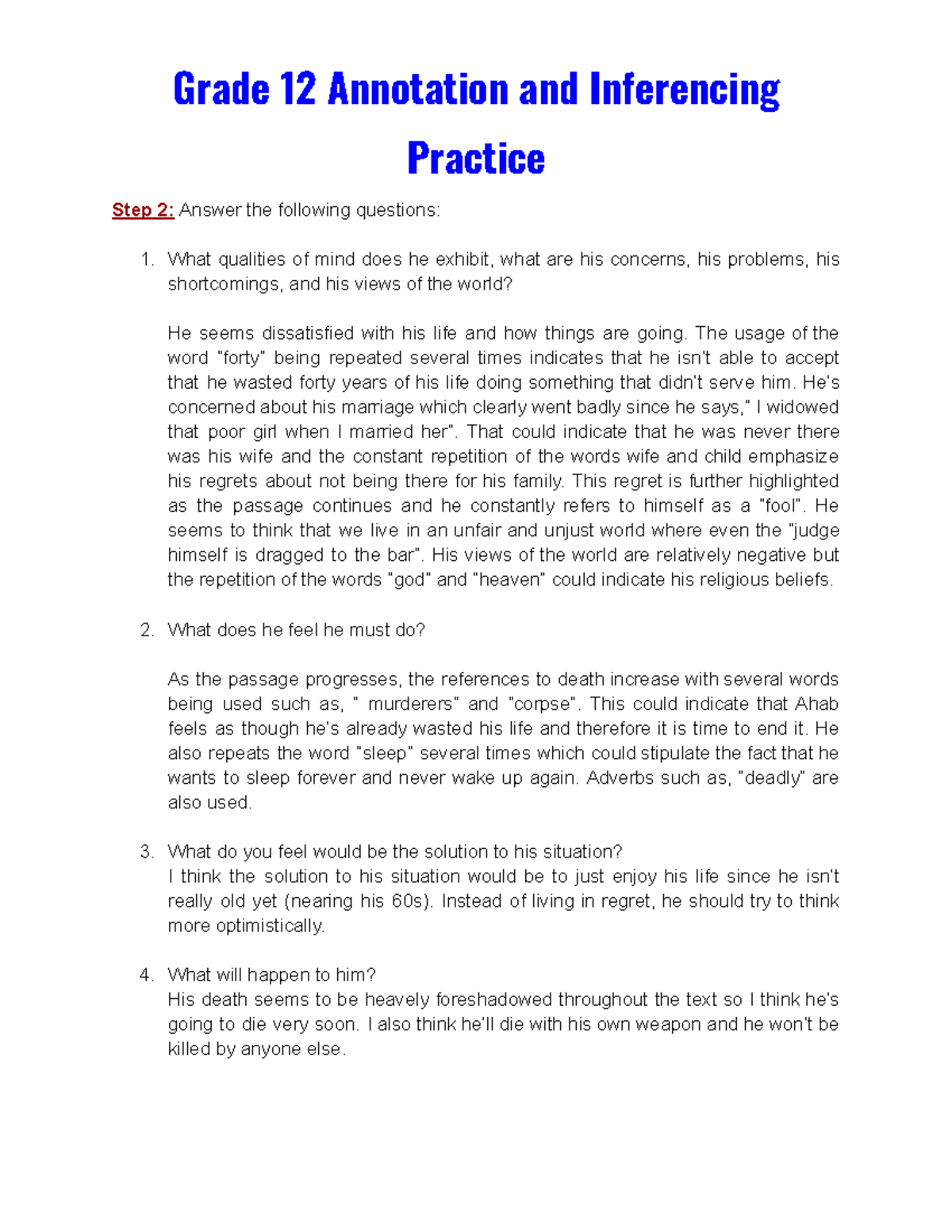 Grade 12 Annotation -2 - The usage of the word