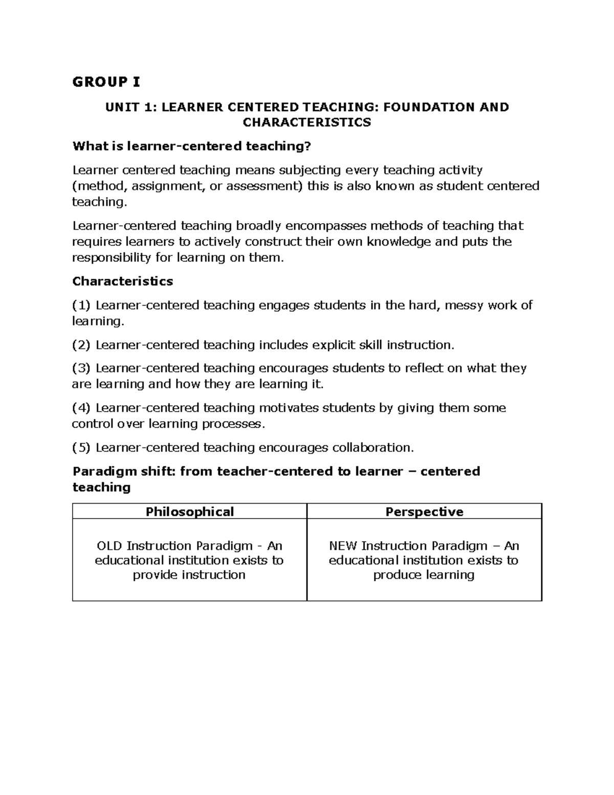 EDN Reports 5 out of 5 - Ms. Badillo - GROUP I UNIT 1: LEARNER CENTERED TEACHING: FOUNDATION AND ...