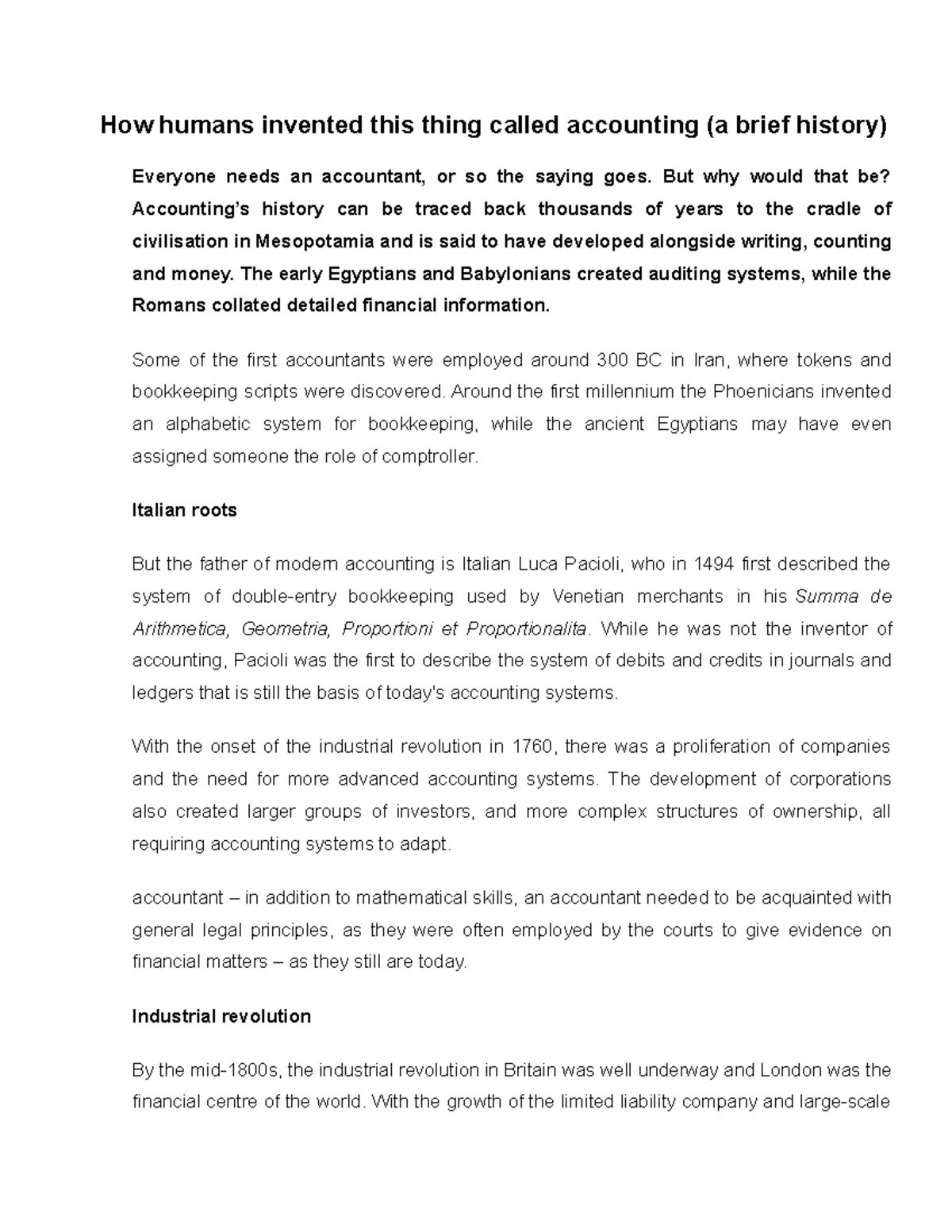 How humans invented this thing called accounting - But why would that ...