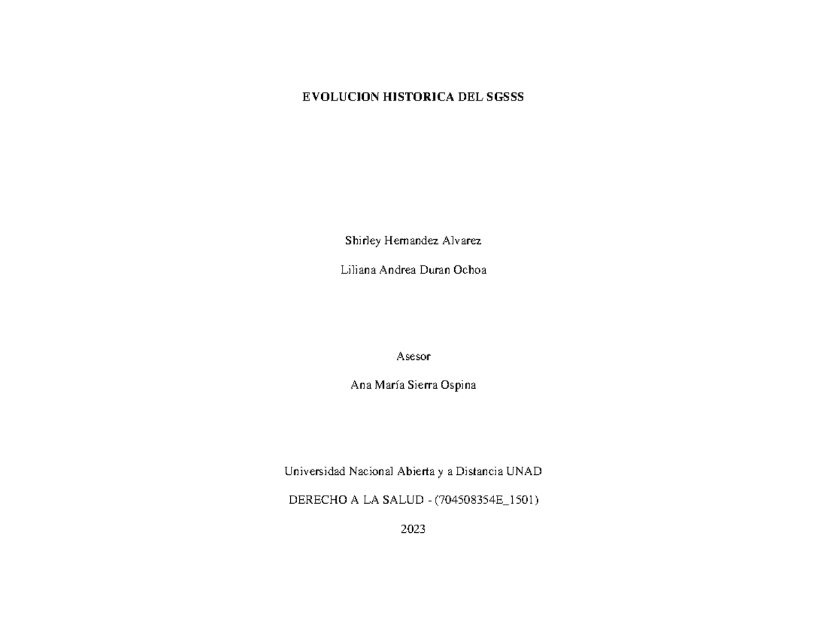 Evolucion Historica DEL Sgsss - EVOLUCION HISTORICA DEL SGSSS Shirley ...