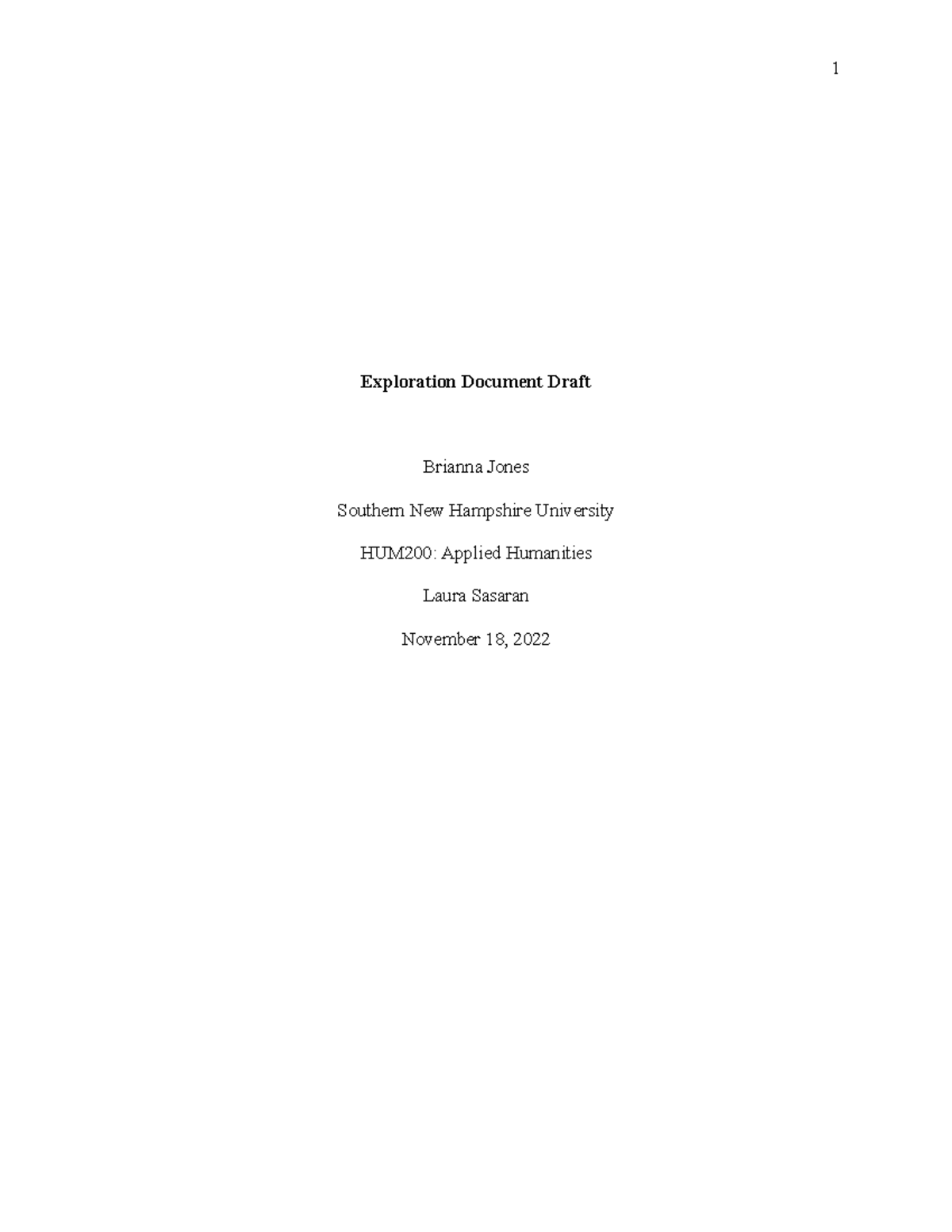 Exploration Document Draft hum-200 - Exploration Document Draft Brianna ...