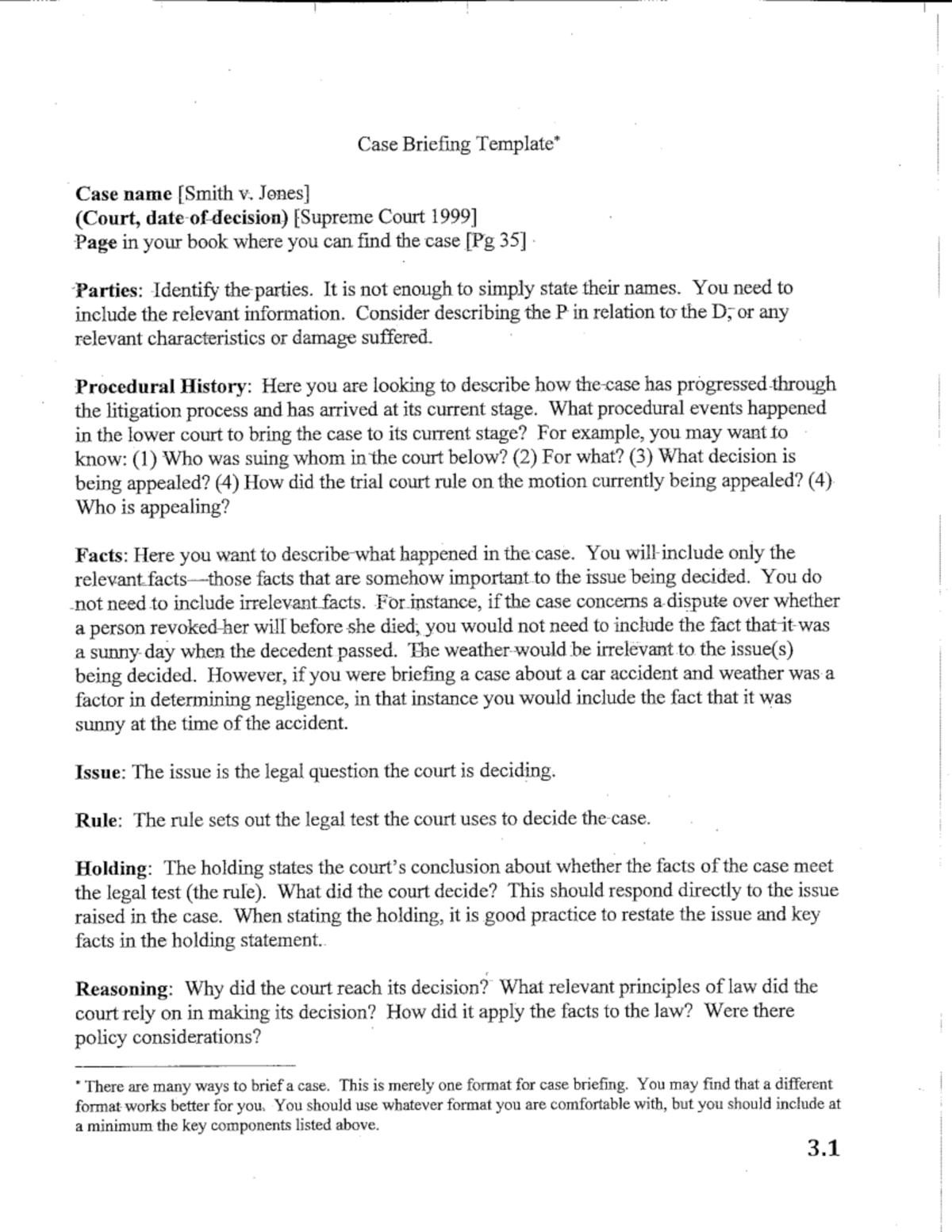 Case briefing outline - CIV-100 - Studocu