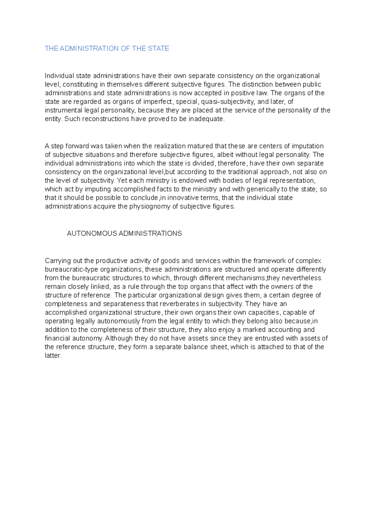 THE Administration OF THE State - THE ADMINISTRATION OF THE STATE ...