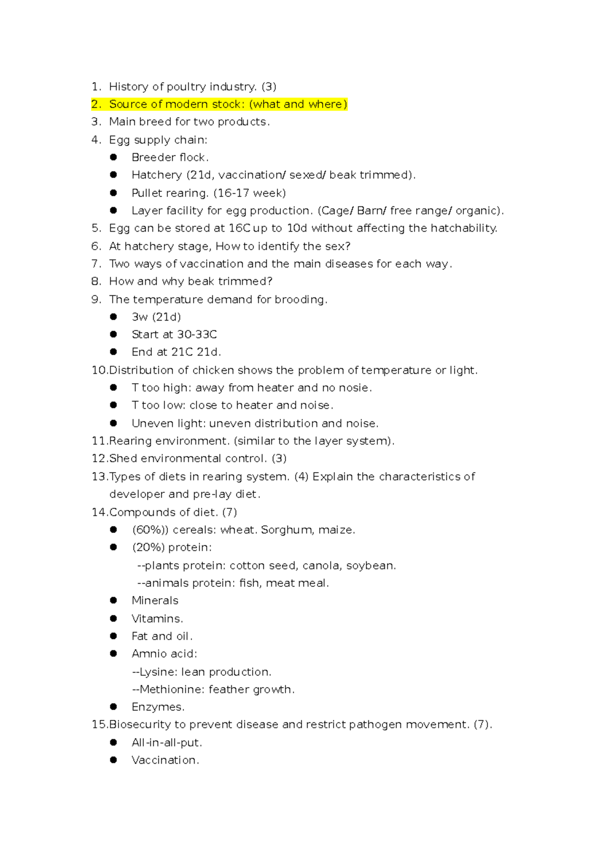 Poultry checklist - History of poultry industry. (3) Source of modern ...