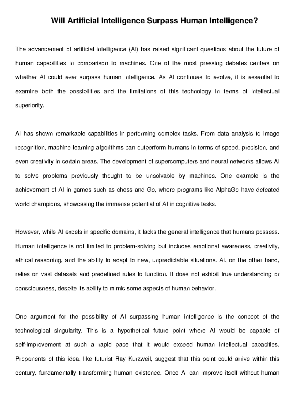 AI vs Human Intelligence - Will Artificial Intelligence Surpass Human ...