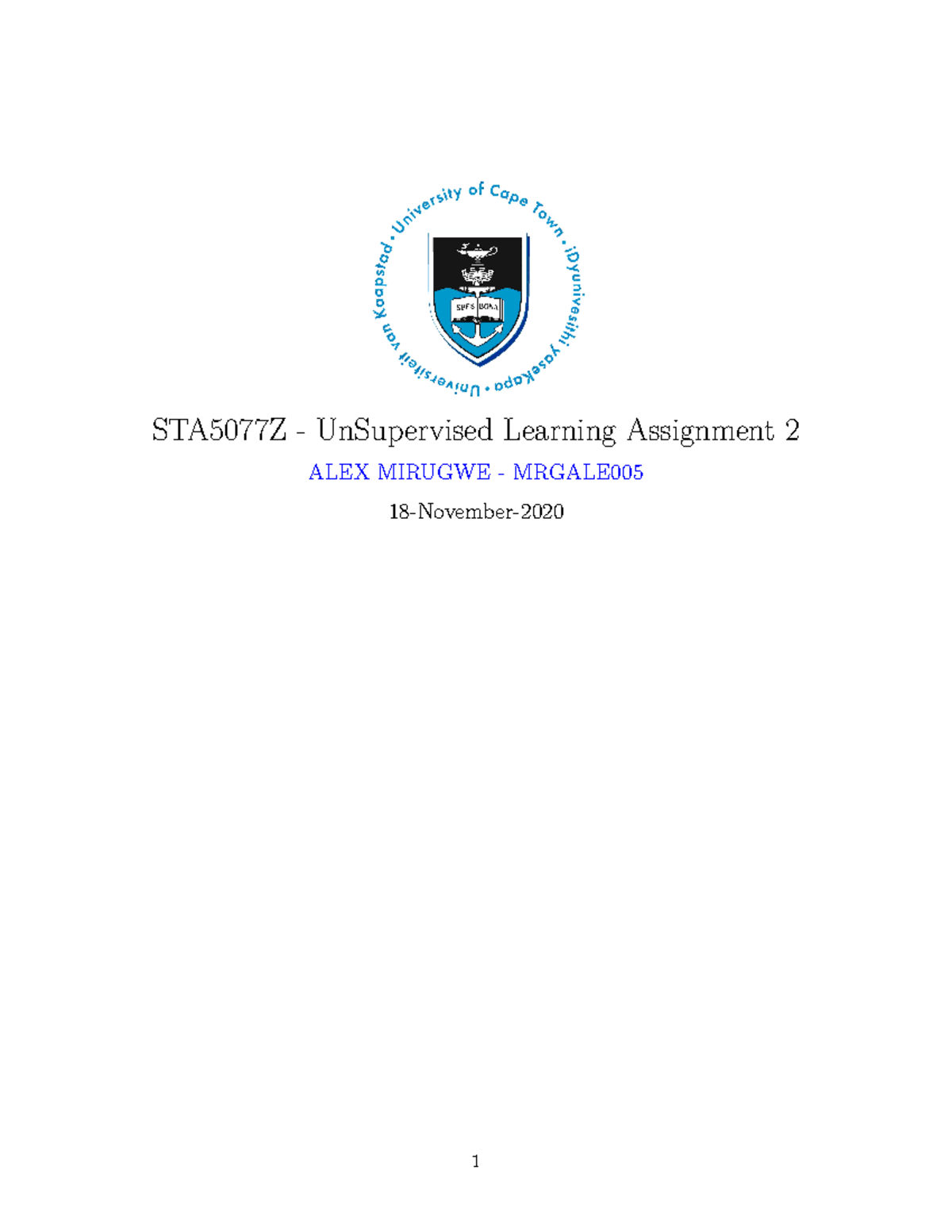 Introduction To Unspervised Learning Sta5077z Unsupervised Learning Assignment Alex Mirugwe