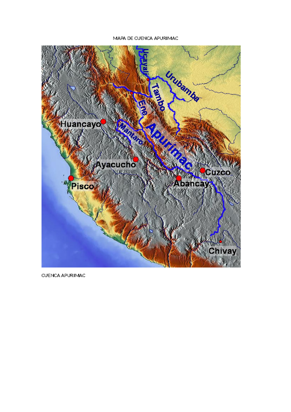 MAPA DE Cuenca Apurimac - Recursos Hídricos - MAPA DE CUENCA APURIMAC ...