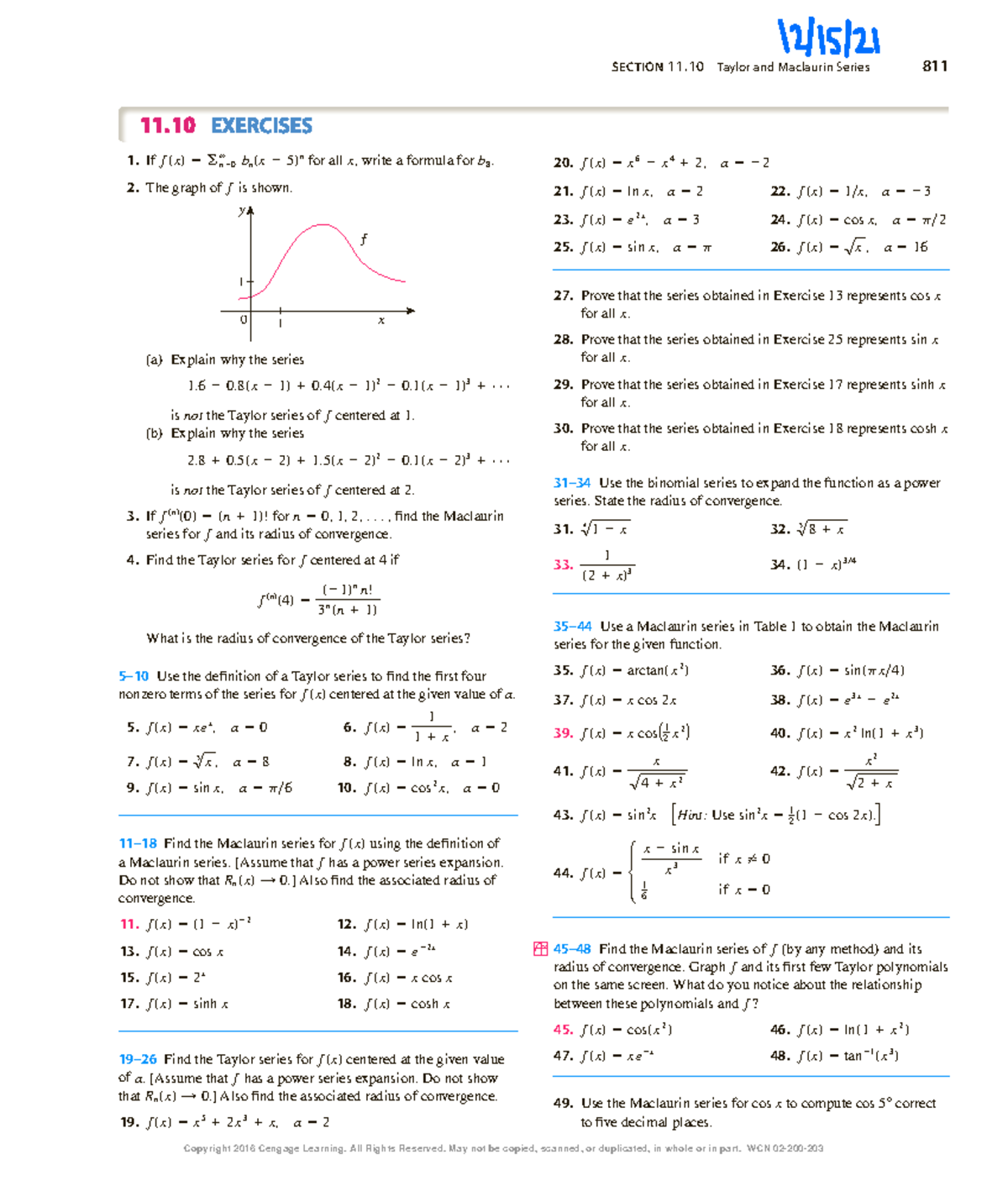 11.10 HW - Taylor and Maclaurin Series(11.10) HW - SECTION 11. 10 ...