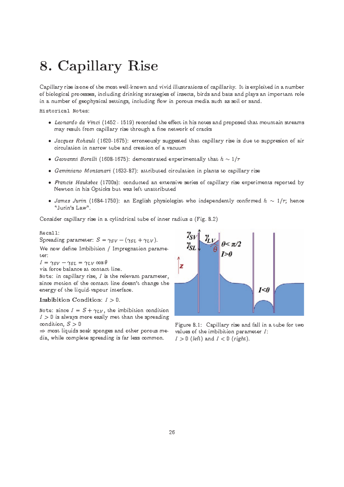 Capillary Rise (PDF) - Lecture notes 1-3 - 8. Capillary Rise Capillary ...