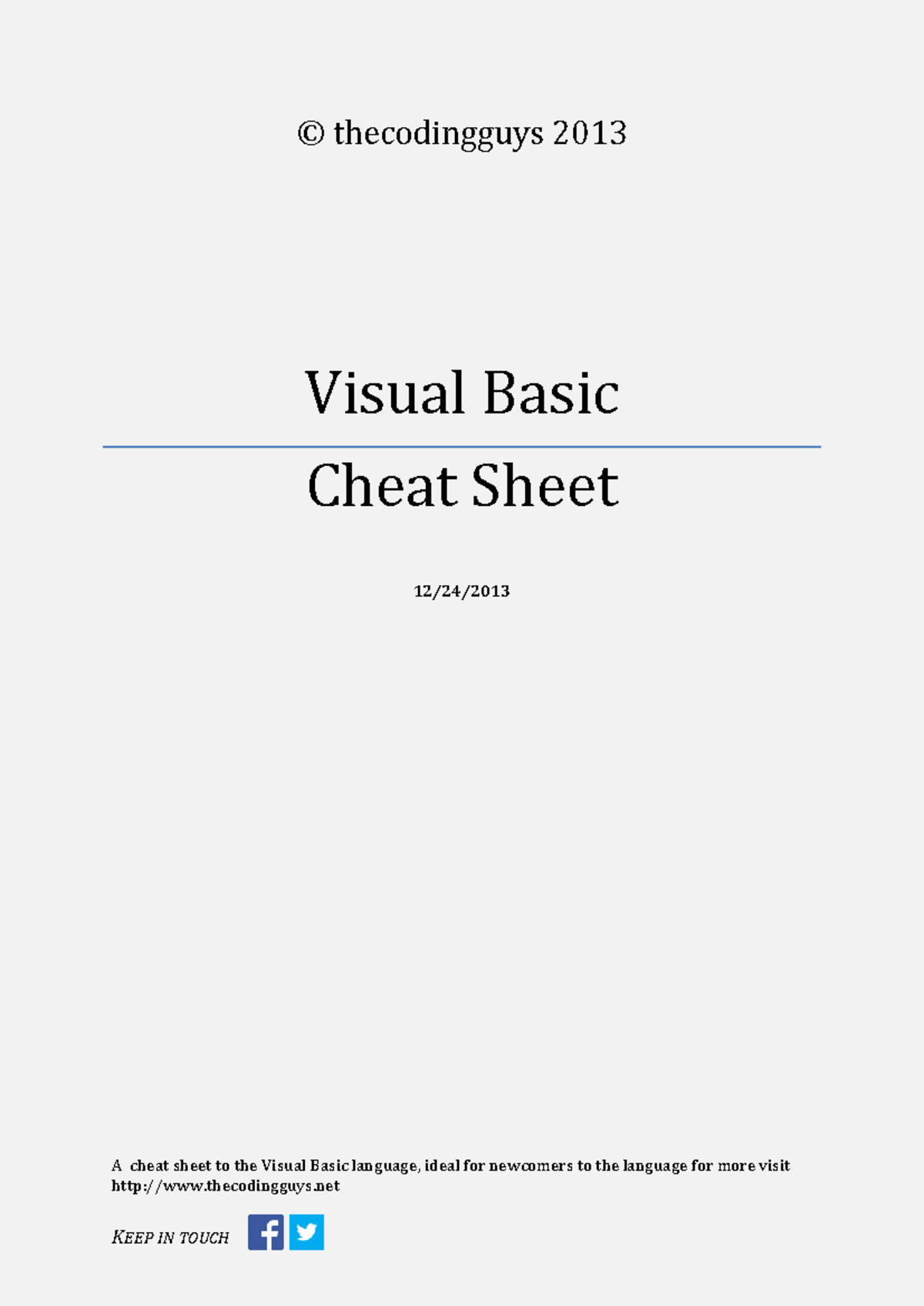 Visual Basic Cheat Sheet - The Coding Guys - 2013 - ec1aa7ee8fa8d5c440229 e10a4c2baf7 - Anna’s ...