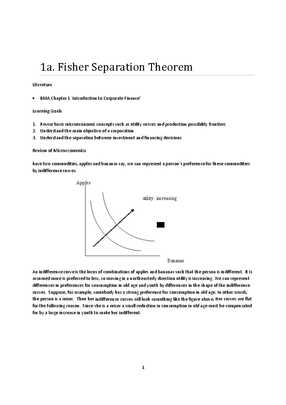 Notes 1 - fisher - 1a. Fisher Separation Theorem Literature BMA Chapter ...