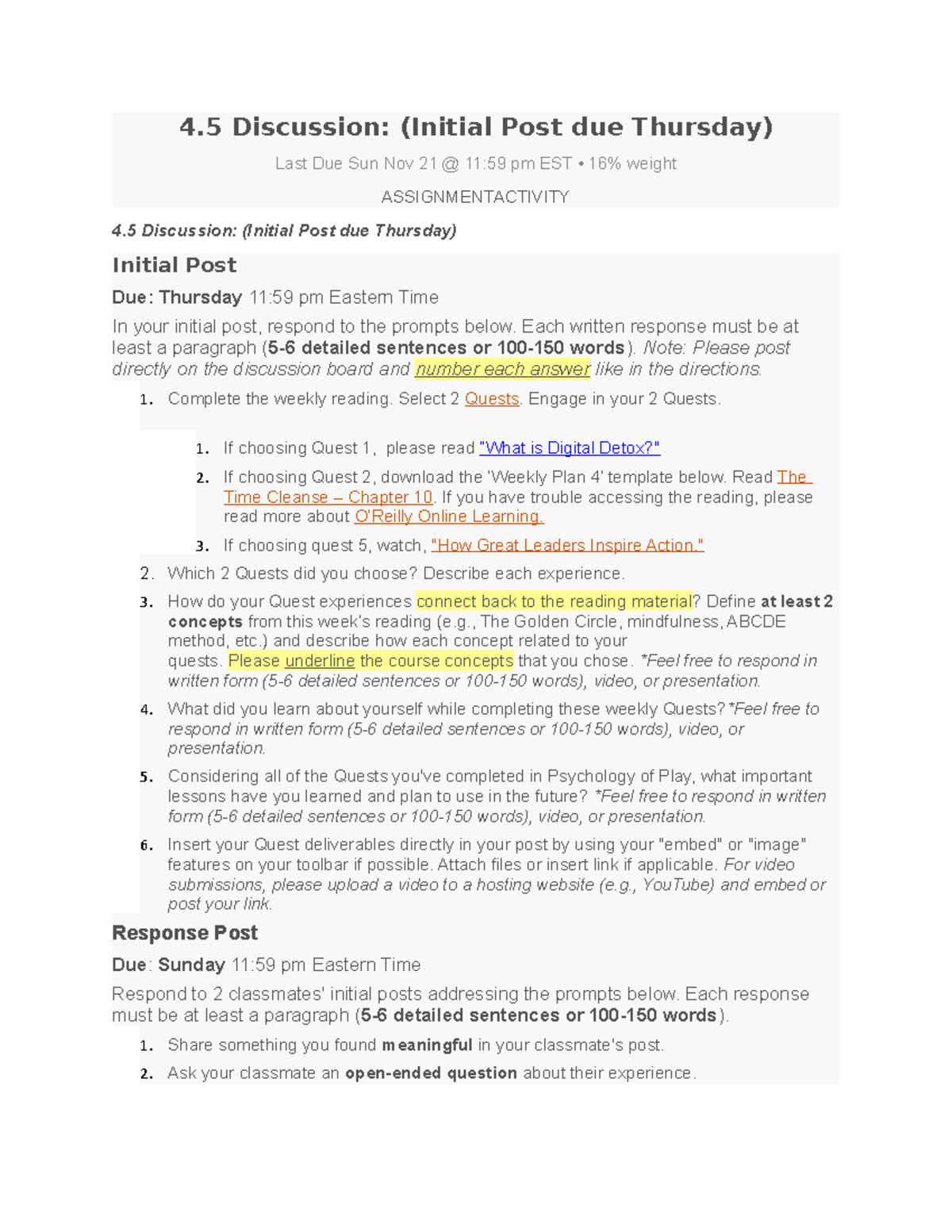 4.5 discussion post assignment - DEP1013 - Studocu