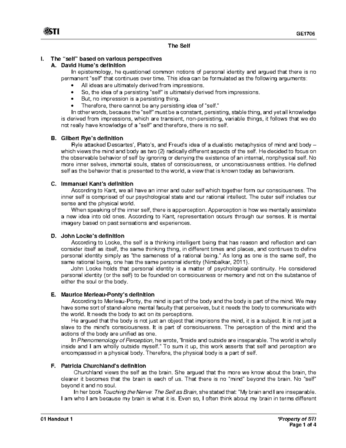 01 Handout 1Euthenics - euthenics materials - 01 Handout 1 *Property of ...