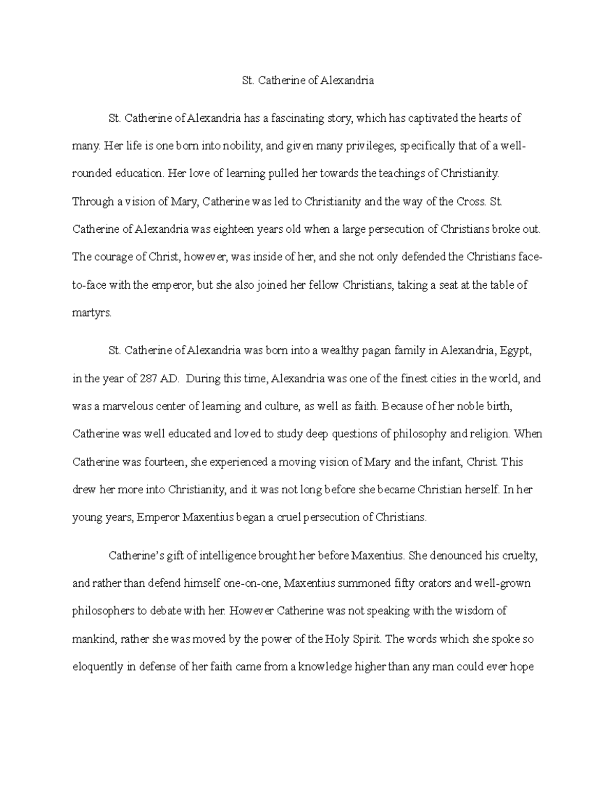 St Catherine of Alexandria - St. Catherine of Alexandria St. Catherine ...