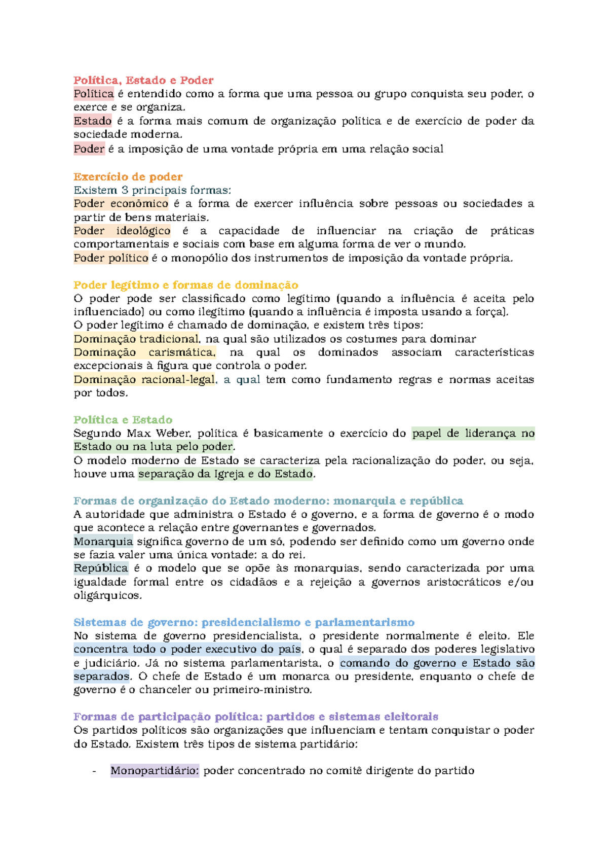 Política, Estado e Poder - Política, Estado e Poder Política é ...