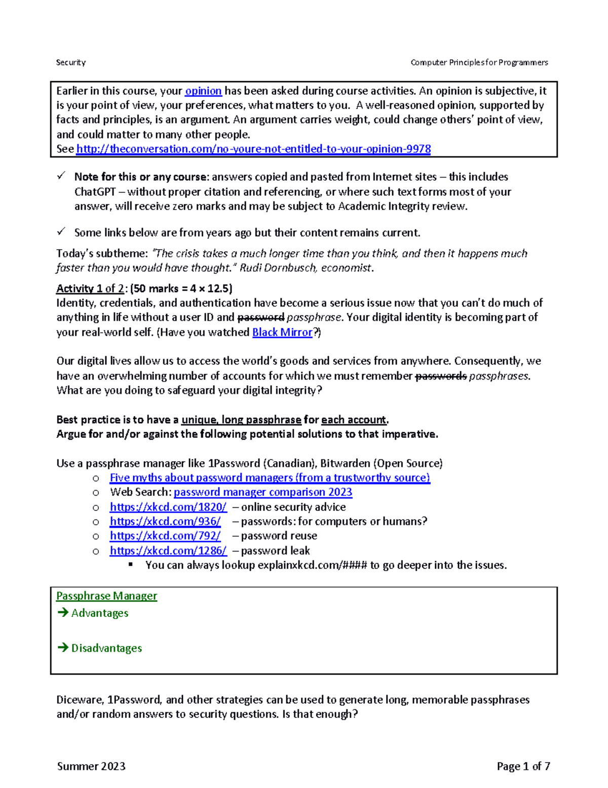 CP4P Security Activity Instructions - Earlier in this course, your ...