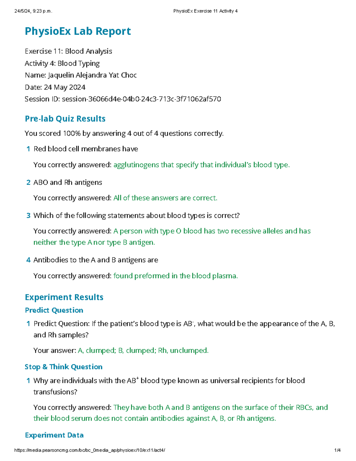 Physio Ex Exercise 11 Activity 4 - PhysioEx Lab Report Exercise 11 ...
