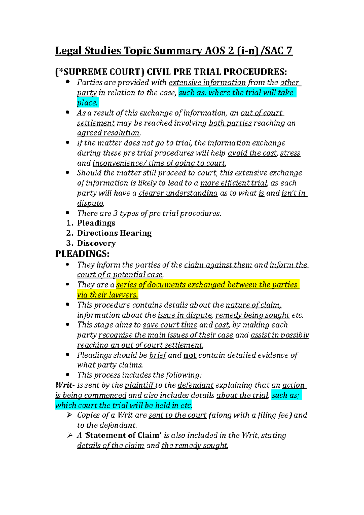 Legal Studies Topic Summary - LAW1019 - RMIT University - Studocu