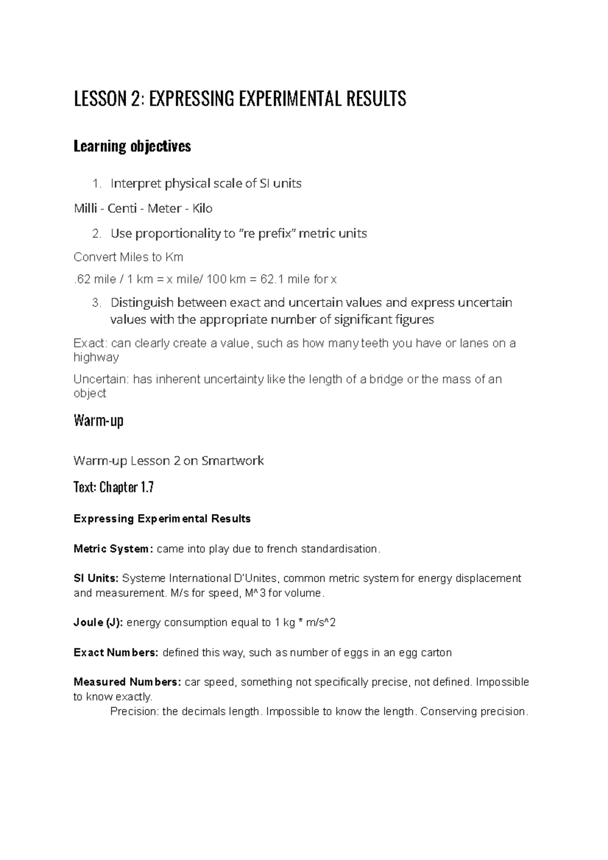 Lesson 2 Expressing Experimental Results - LESSON 2: EXPRESSING ...