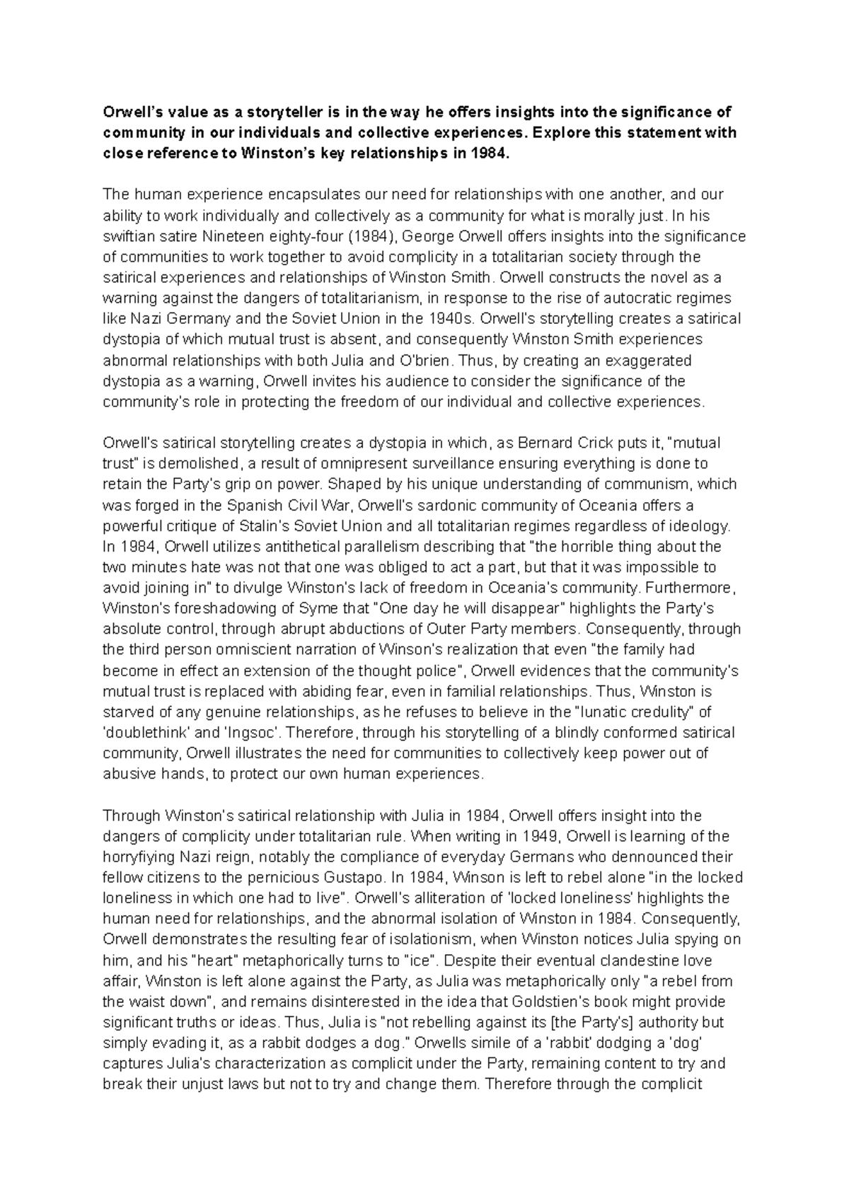 1984 practice essay 2 - ADVE1 - StuDocu