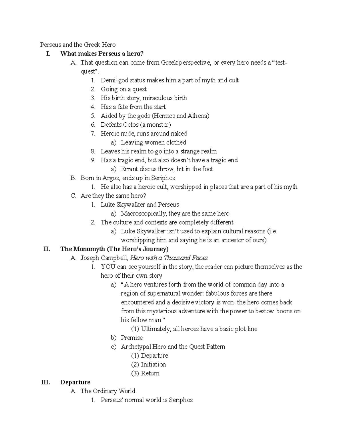 Perseus Lecture Notes - Perseus and the Greek Hero I makes Perseus a ...